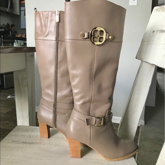 IMAN | Shoes | Iman Rock The Runway Platinum Tan Leather Zipup Heeled ...